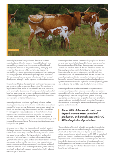 Conservation Strategies for Sustainable Livestock Production - The ...